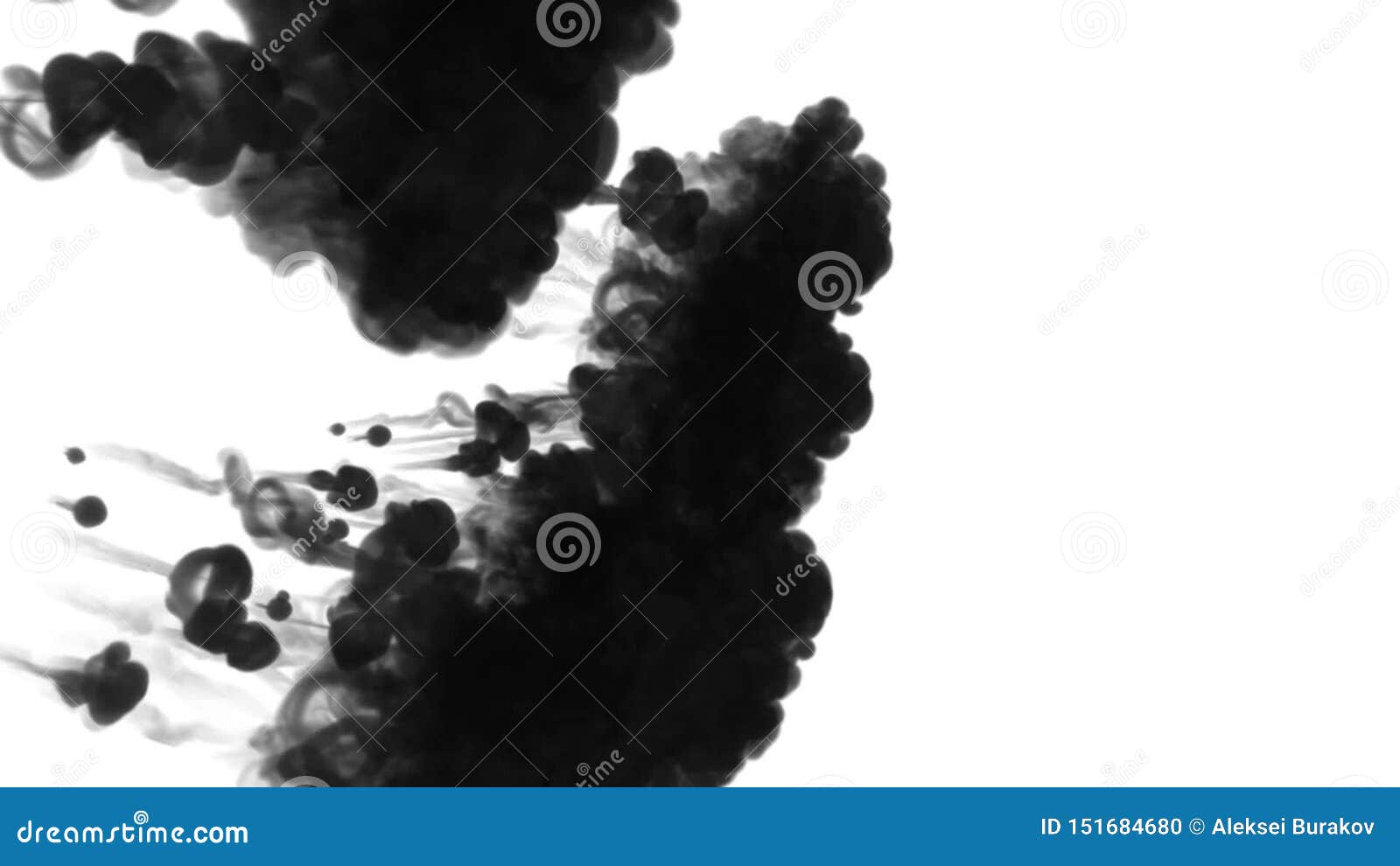 3d Render of Black Ink Injection Dissolves and Spread in Water on White ...