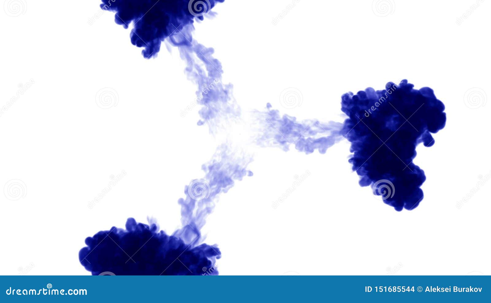 3d Render of Blue Ink Injection Dissolves and Spread in Water on White ...