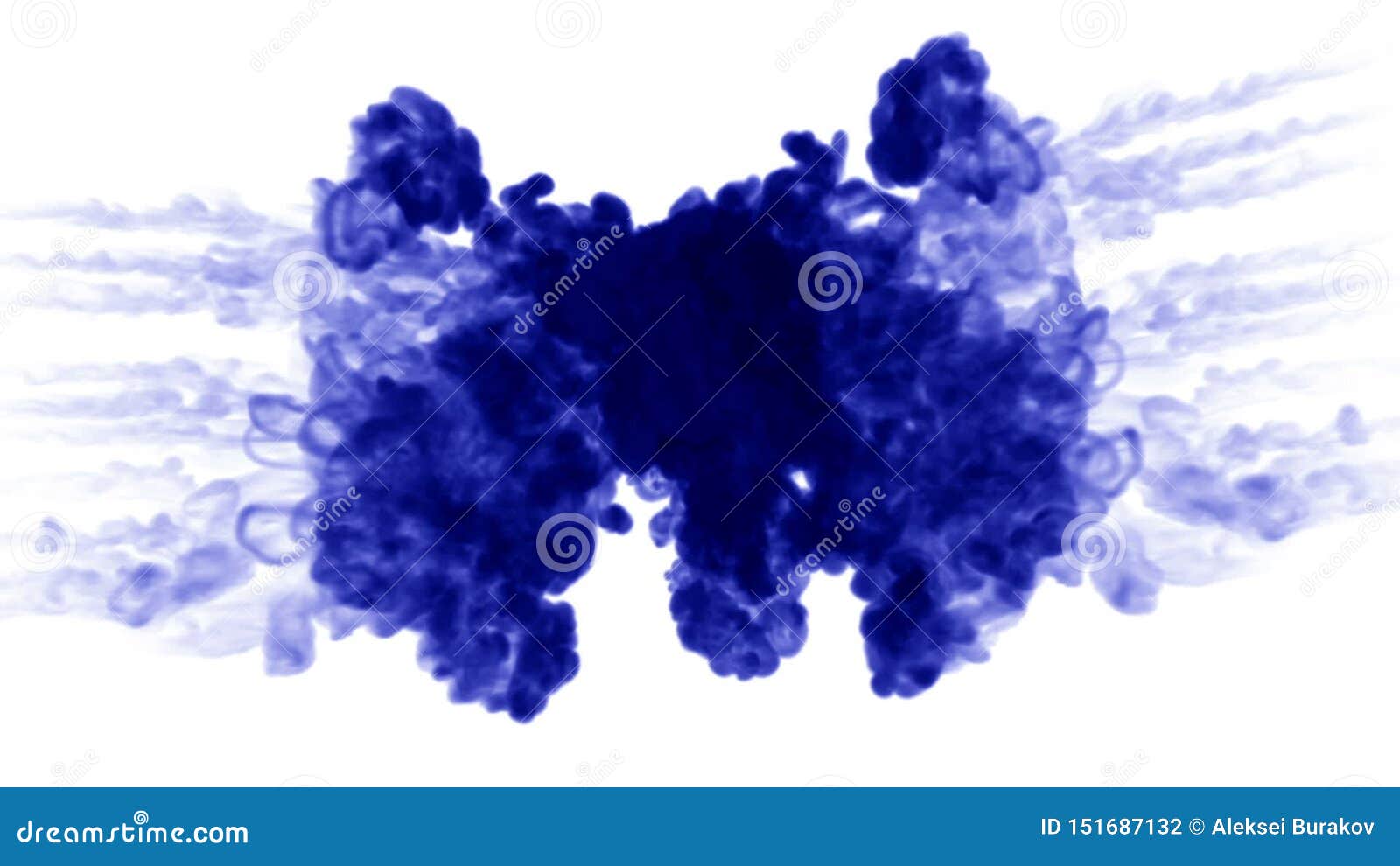 3d Render of Blue Ink Injection Dissolves and Spread in Water on White ...
