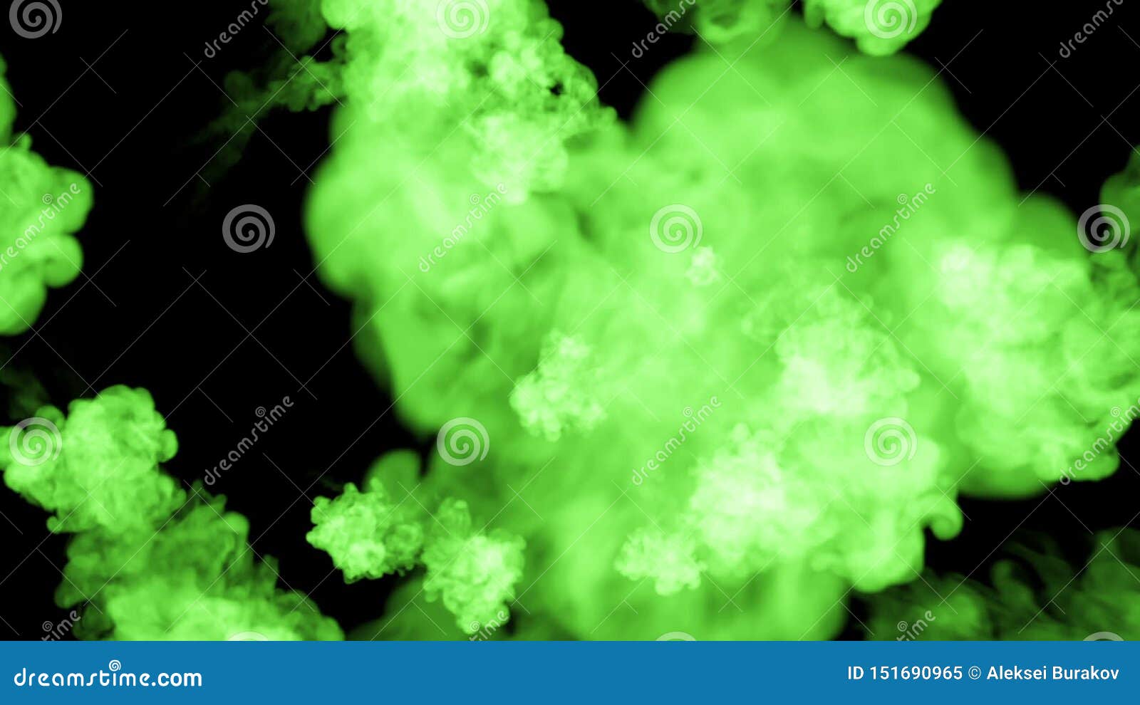 3d Render of Green Ink Injection Dissolves and Spread in Water on Black ...