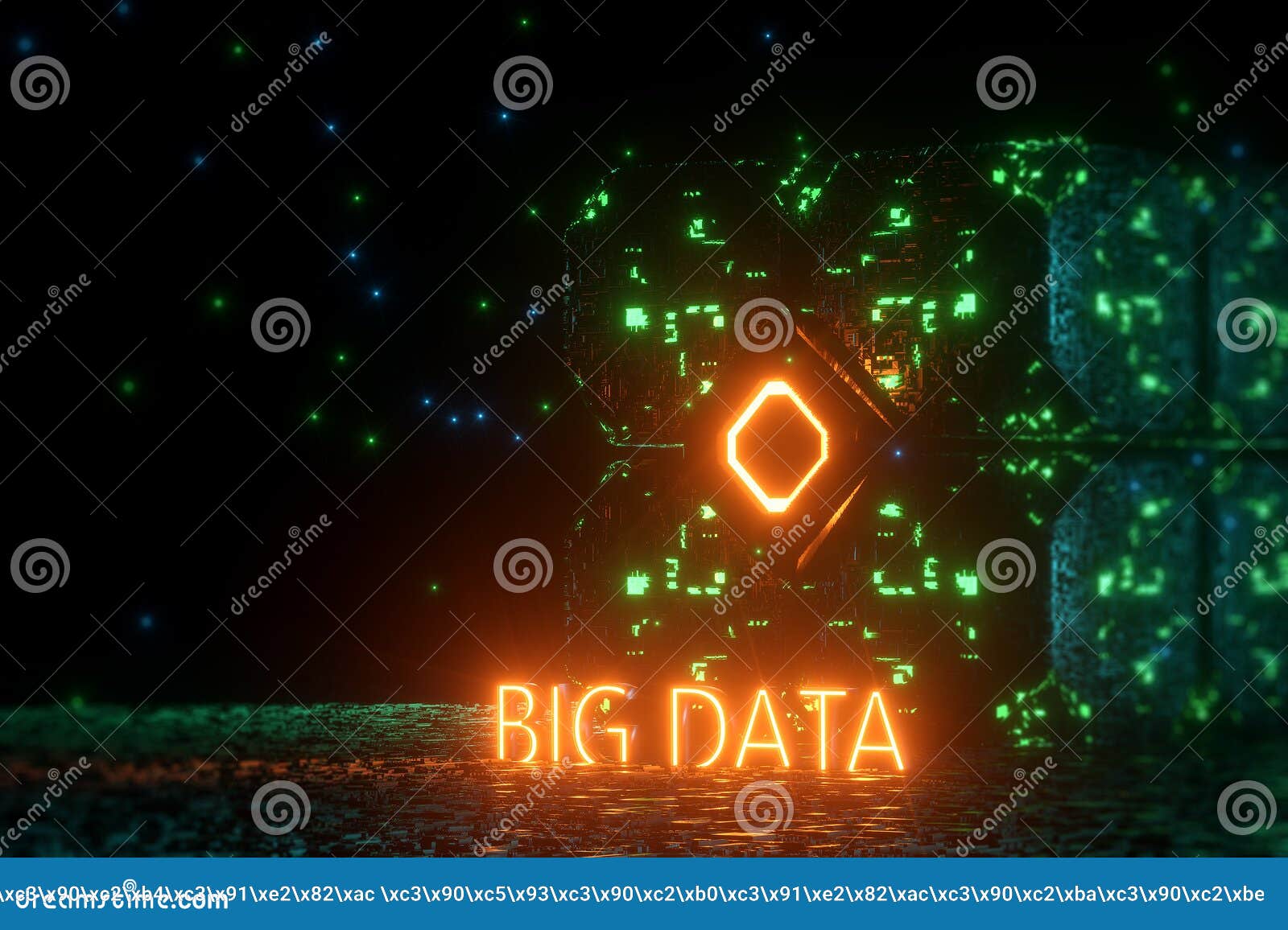 3D Render Inscription Big Data Background Abstract Illustration ...