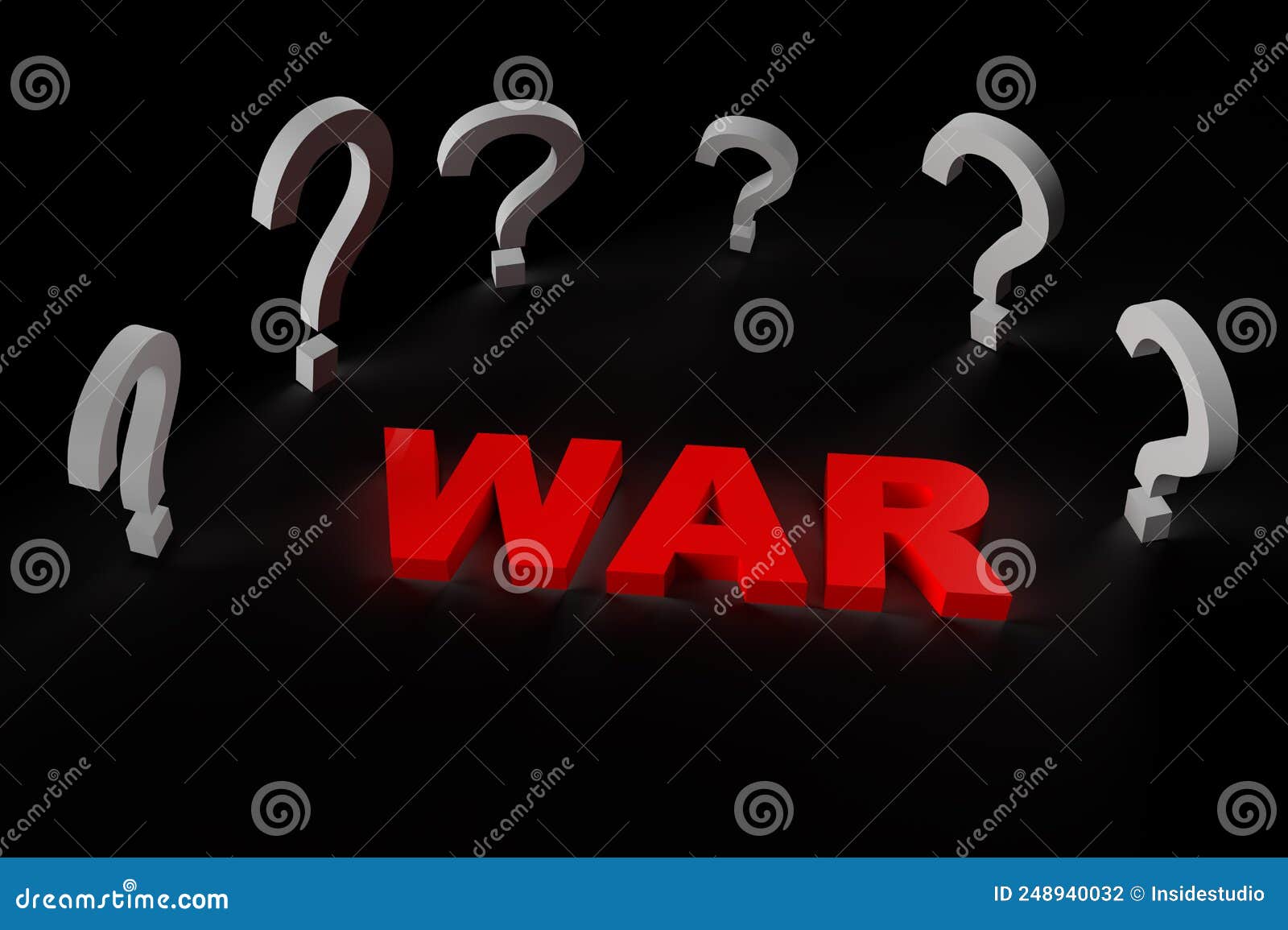 3d Render of the Inscription No War and Question Marks on a Black ...