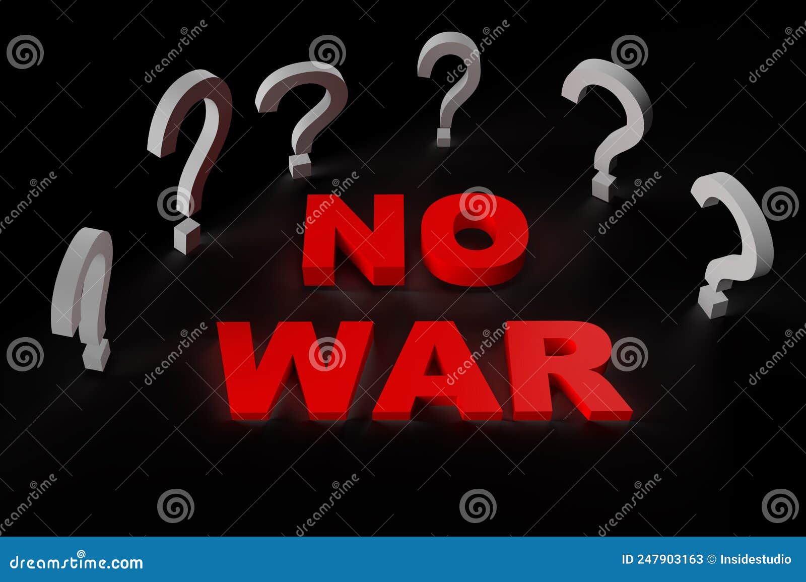 3d Render of the Inscription No War and Question Marks on a Black ...