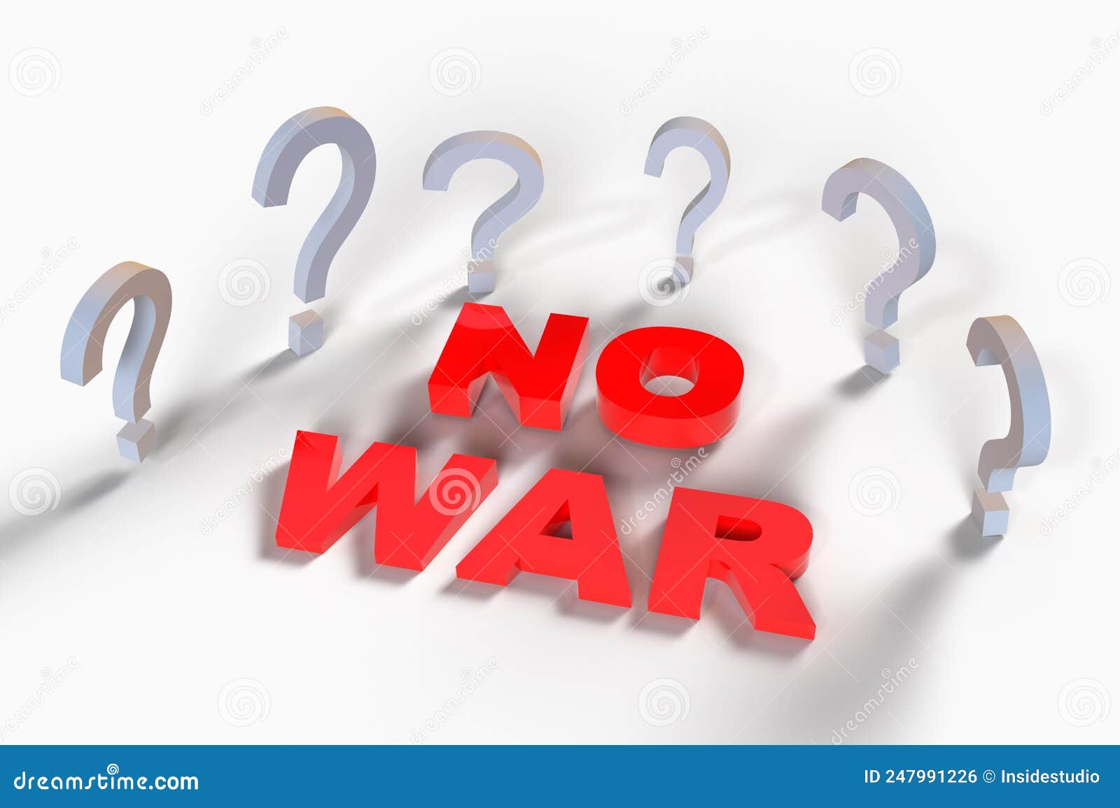 3d Render of the Inscription No War and Question Marks on a White ...