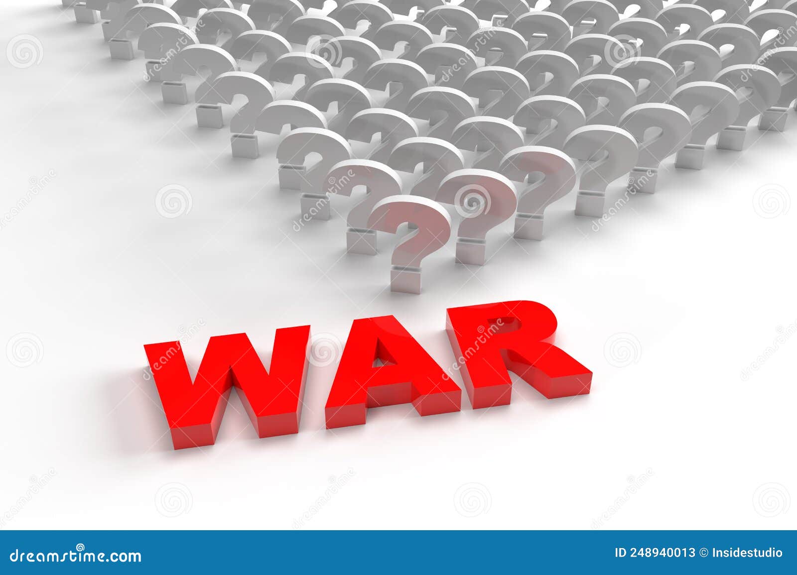 3d Render of the Inscription War and Question Marks on a White ...