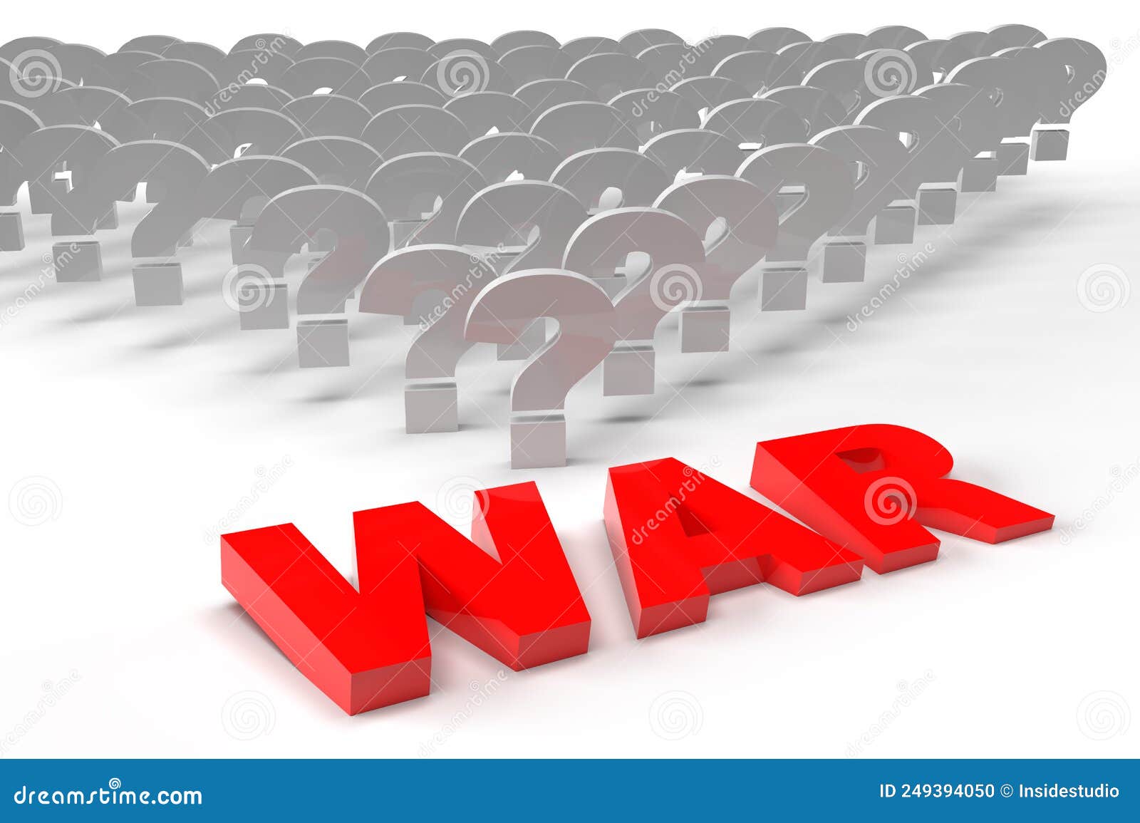 3d Render of the Inscription War and Question Marks on a White ...