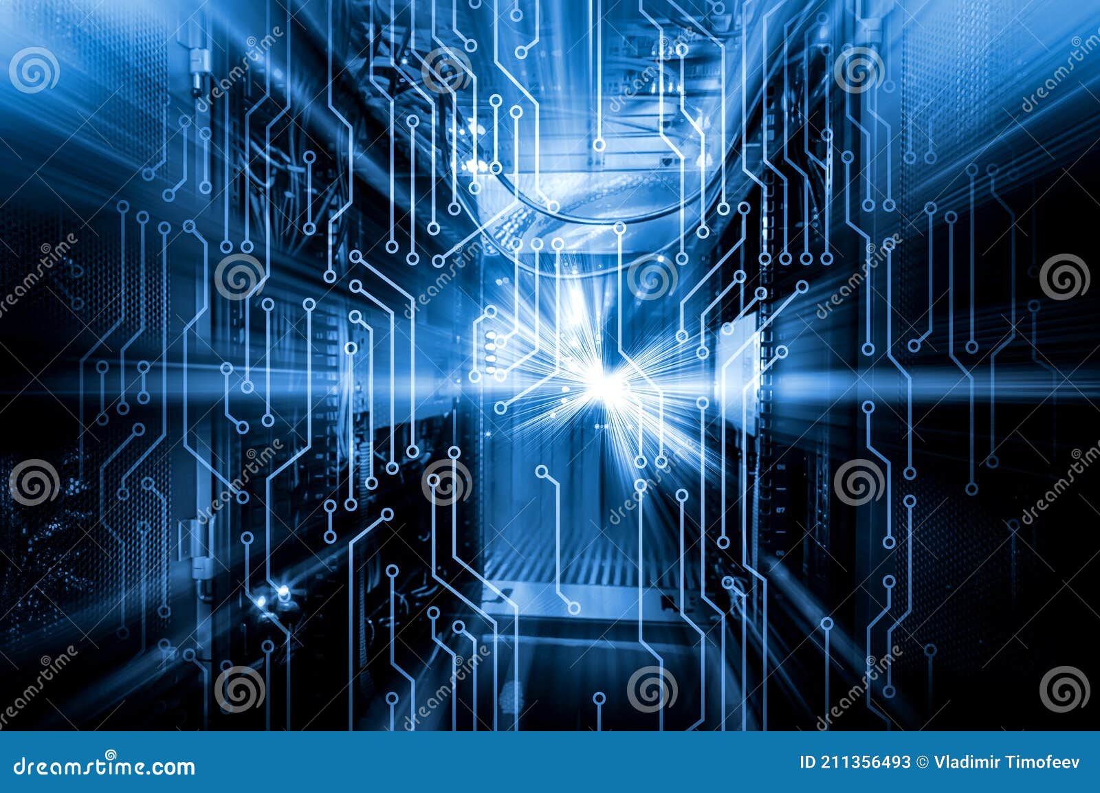 3D Render Inside the Supercomputer, the Concept of Computing, the ...