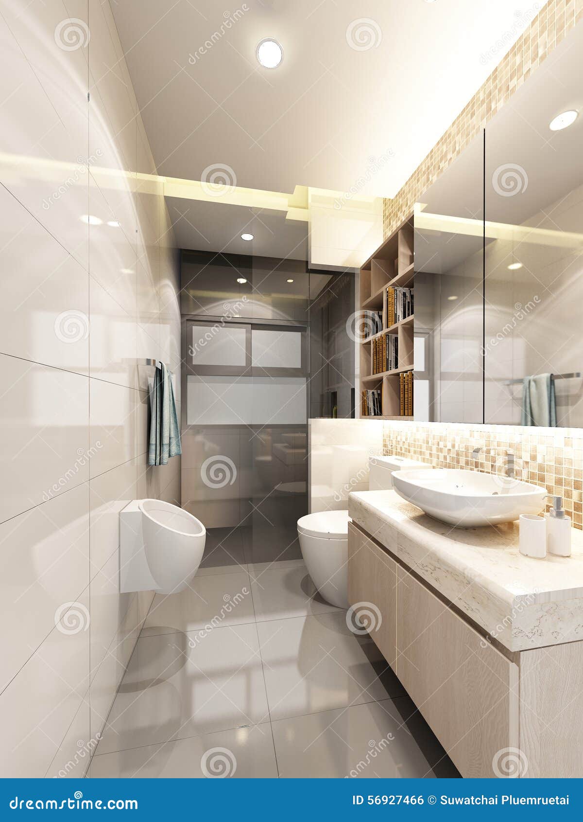 3d Render of Interior Bathroom Stock Illustration - Illustration of ...