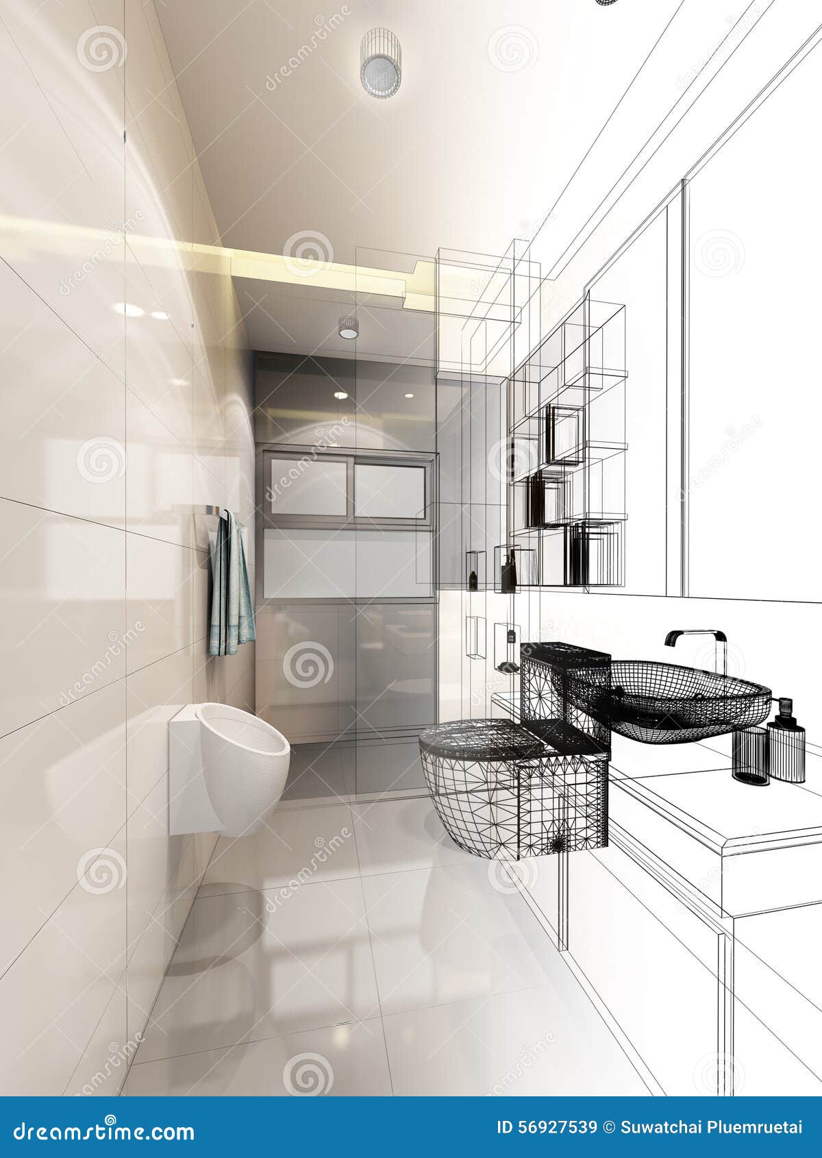 3d Render of Interior Bathroom Stock Illustration - Illustration of ...