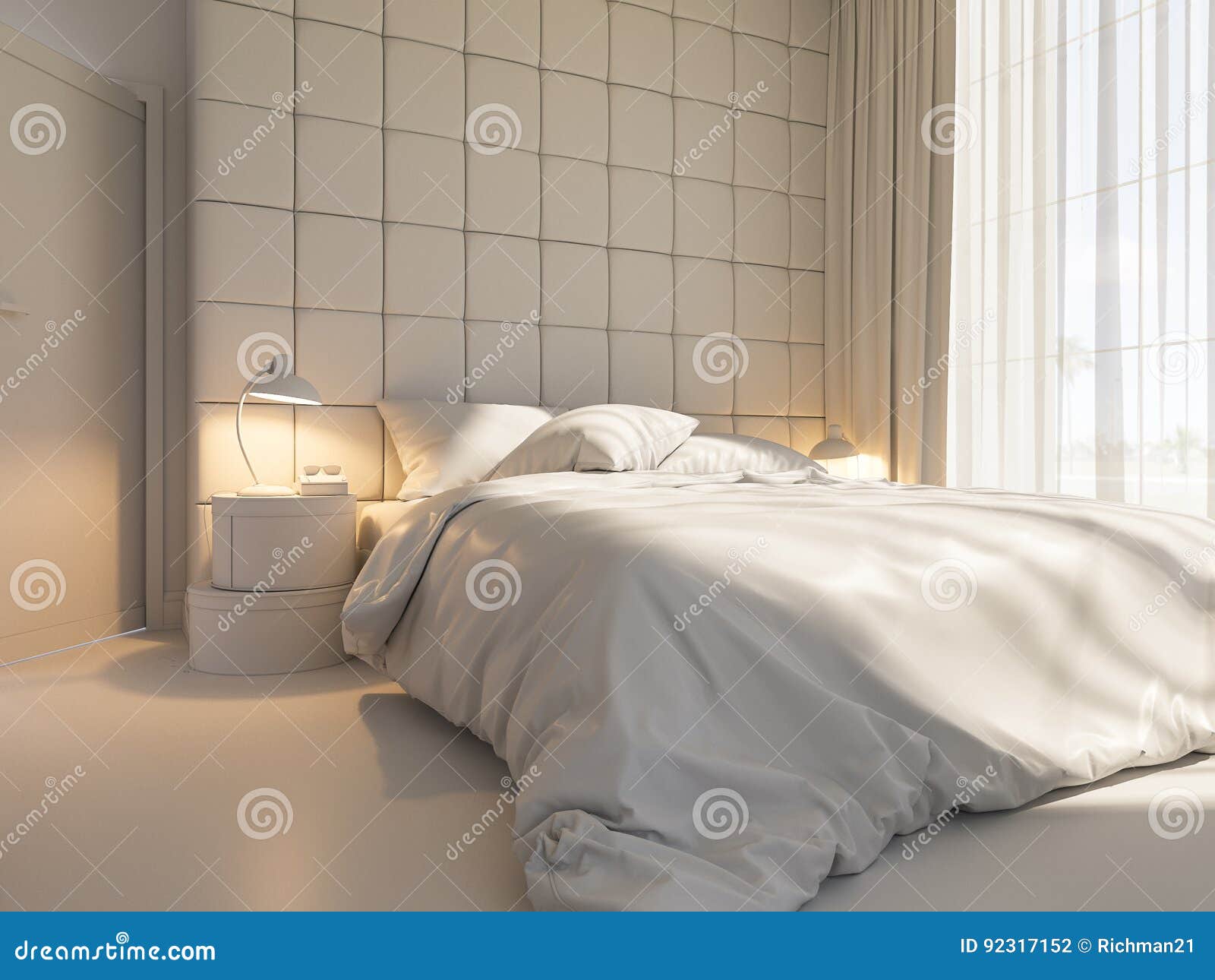 3d Render of an Interior Design of a Bedroom Stock Illustration ...