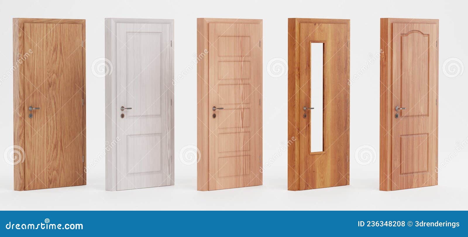 3D Render of Interior Doors Stock Illustration - Illustration of high ...