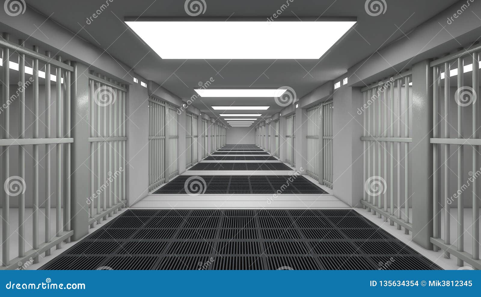 Jail Interior and Futuristic Architecture Design Stock Illustration ...
