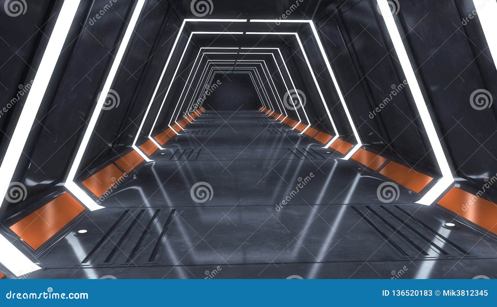 Futuristic Interior Corridor Architecture Stock Illustration ...