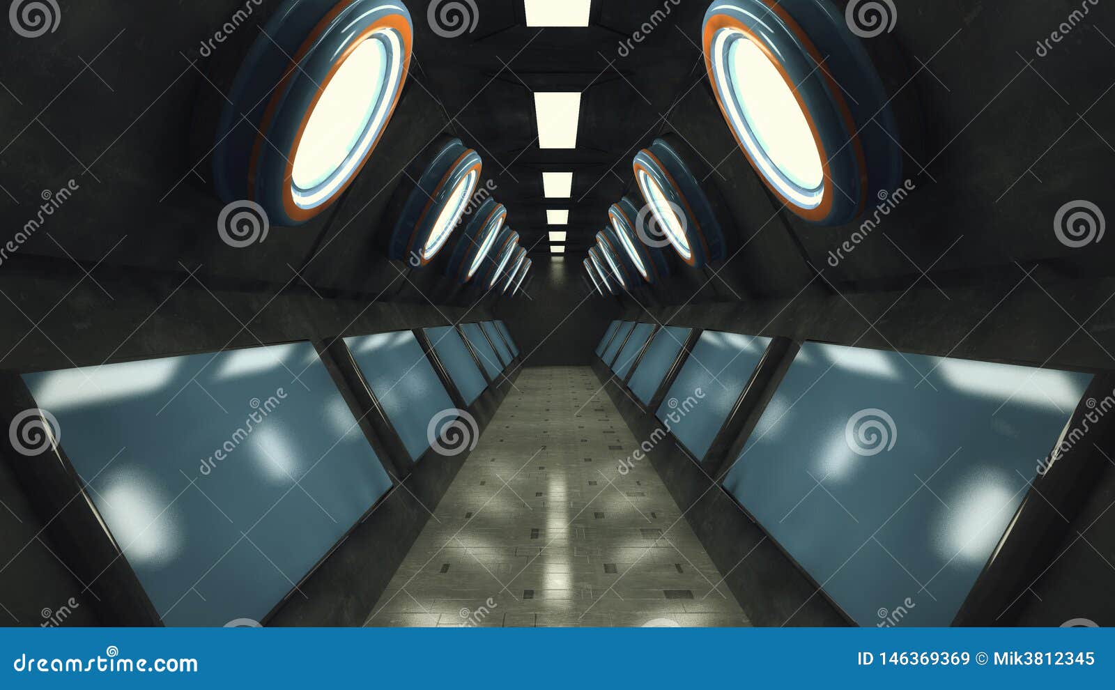 Futuristic Hallway. Interior Concept Design Stock Illustration ...