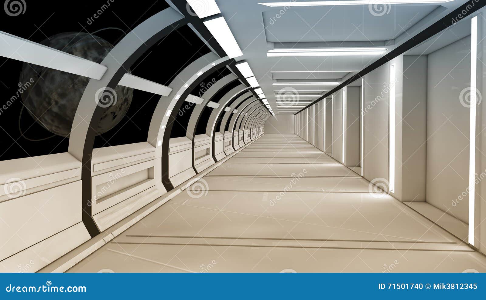 3d Render Interior. Futuristic Hallway Stock Illustration ...