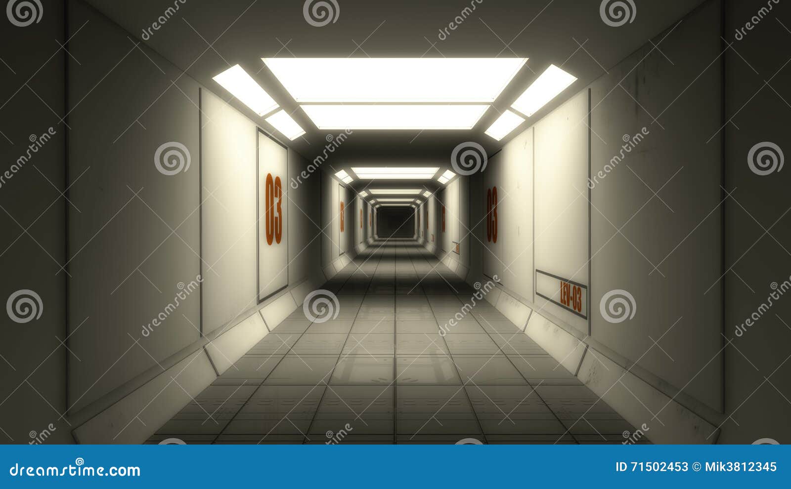 3d Render Interior. Futuristic Hallway Stock Illustration ...