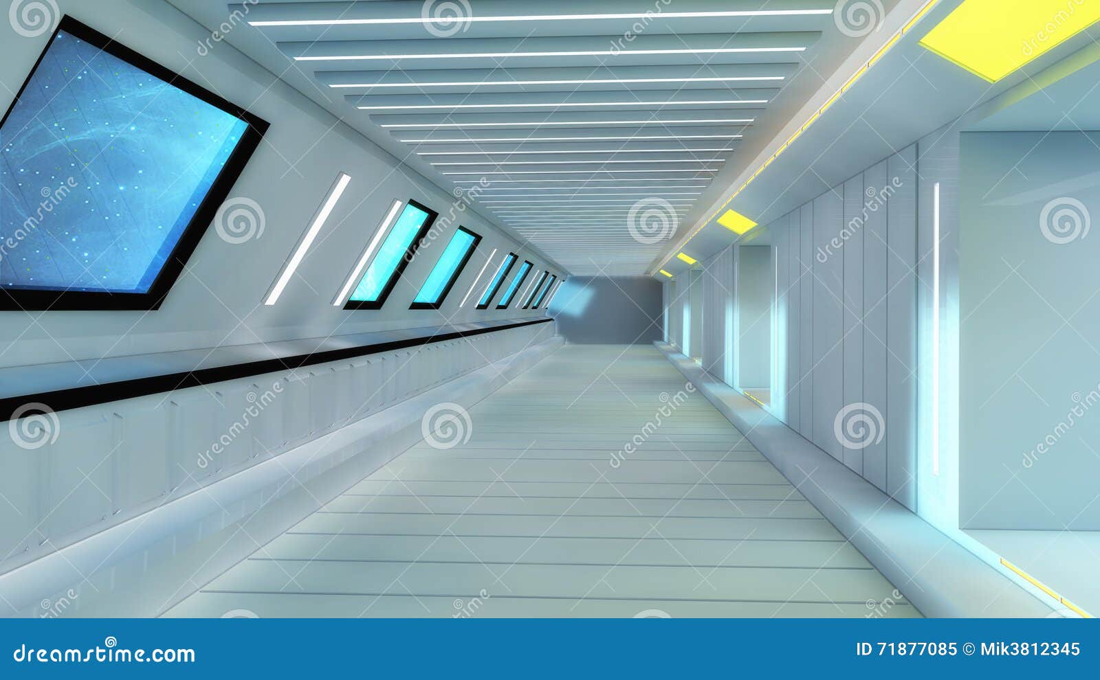 3d Render Interior. Futuristic Hallway Stock Illustration ...