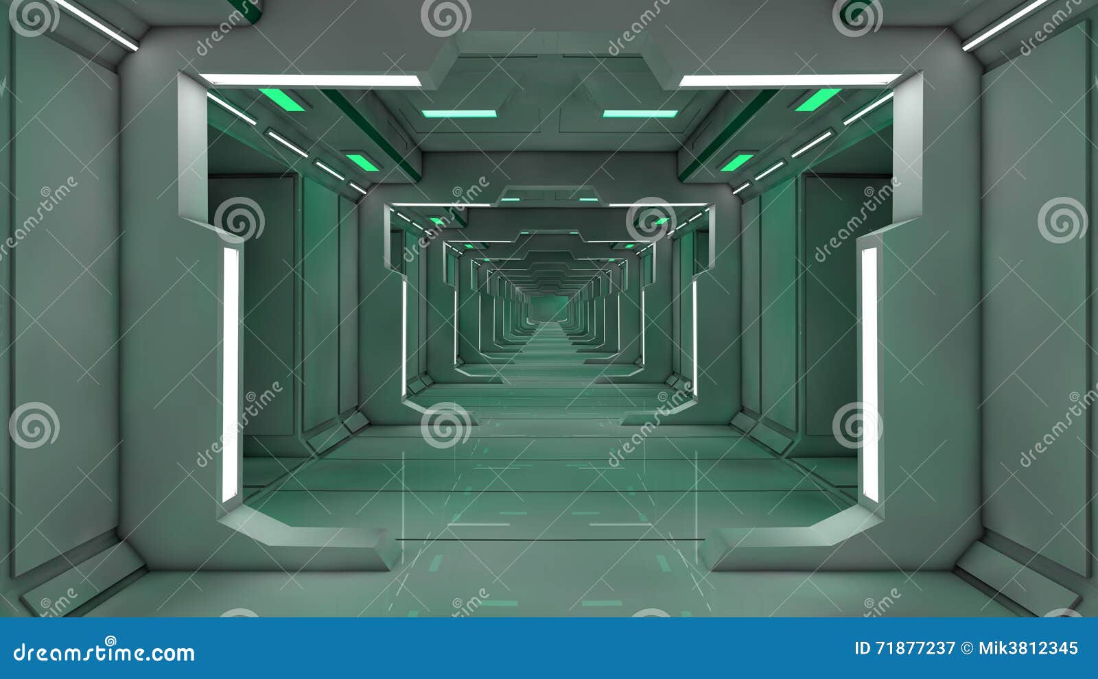 3d Render Interior. Futuristic Hallway Stock Illustration ...