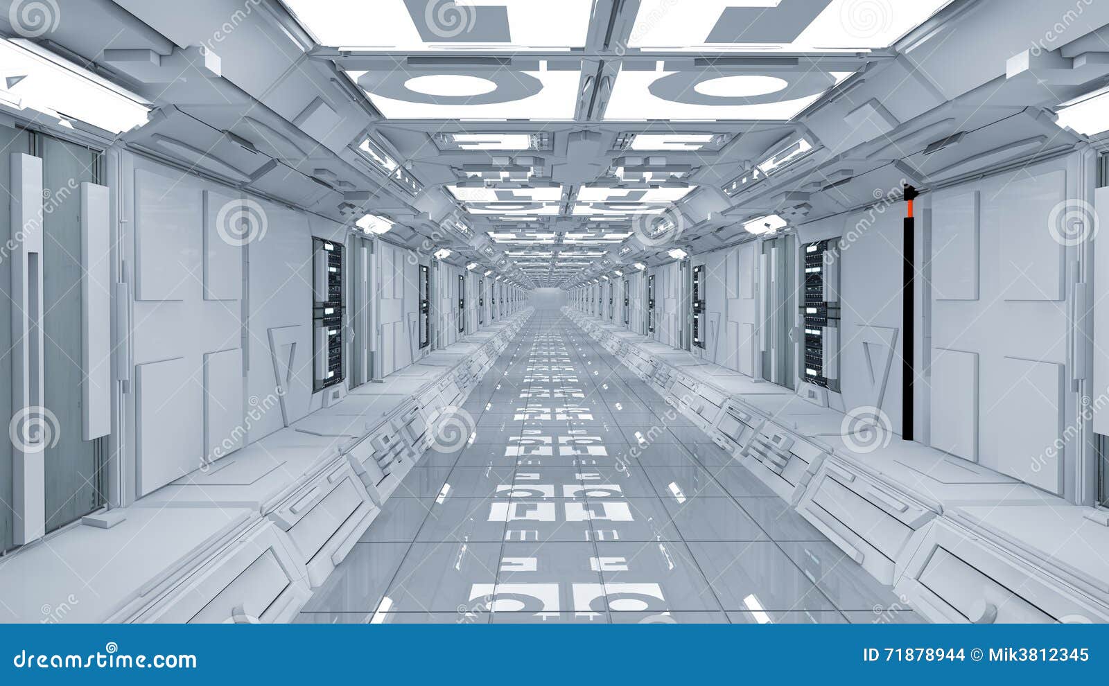 3d Render Interior. Futuristic Hallway Stock Illustration ...