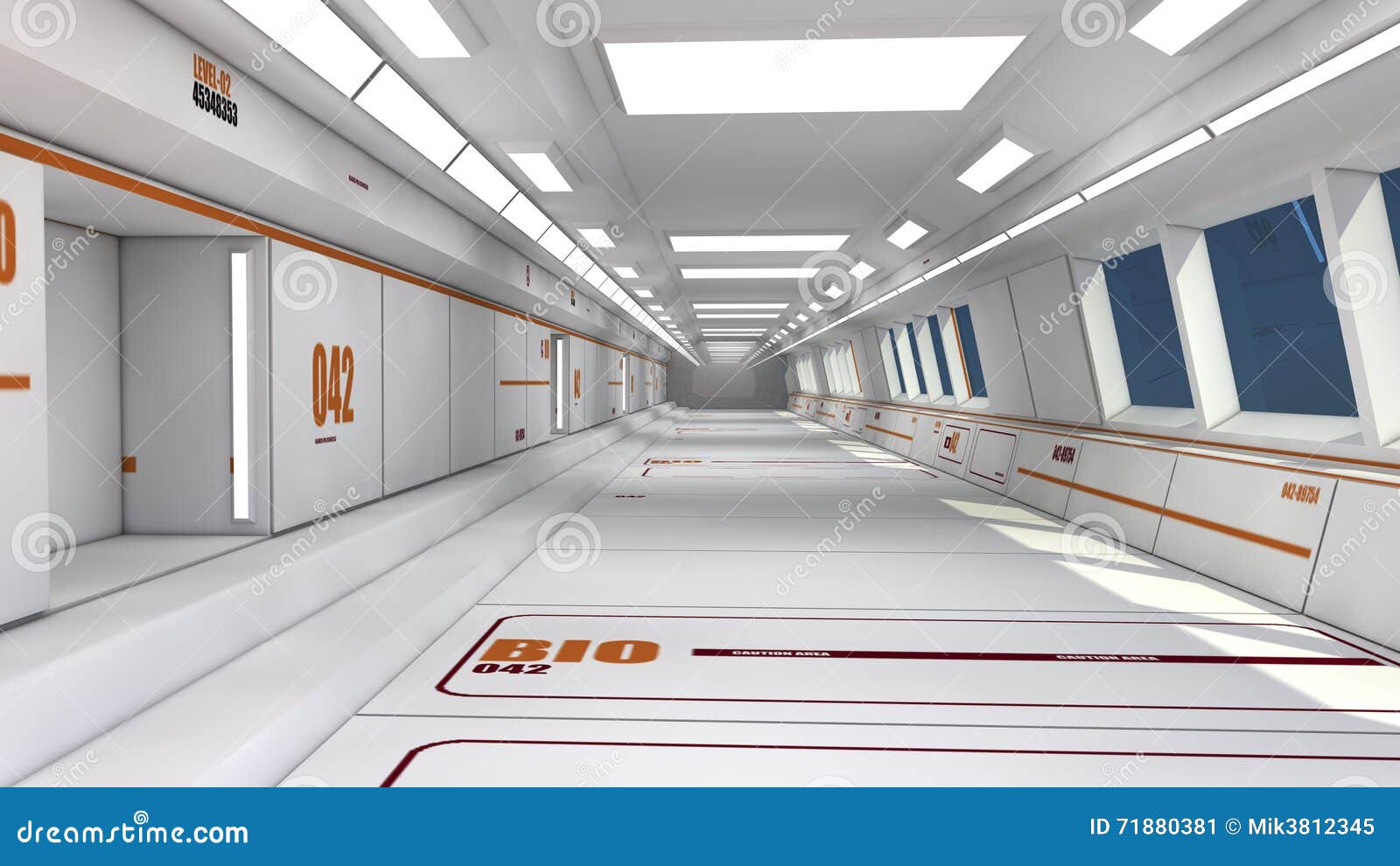 3d Render Interior. Futuristic Hallway Stock Illustration ...