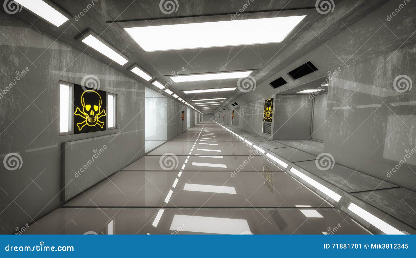 3d Render Interior. Futuristic Hallway Stock Illustration ...