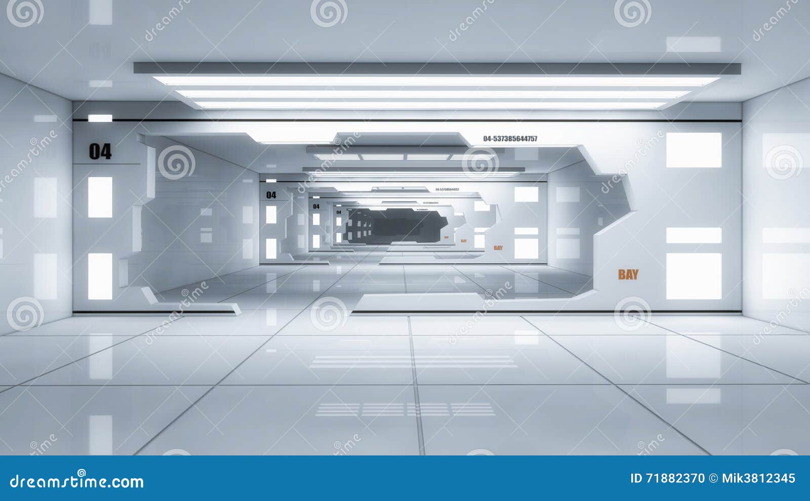 3d Render Interior. Futuristic Hallway Stock Illustration ...