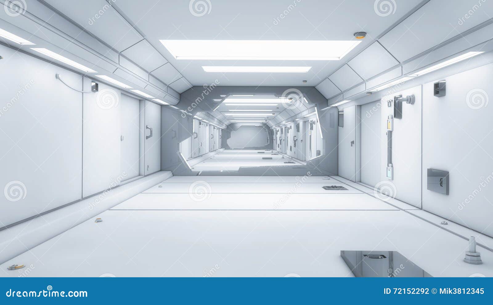 3d Render Interior. Futuristic Hallway Stock Illustration ...