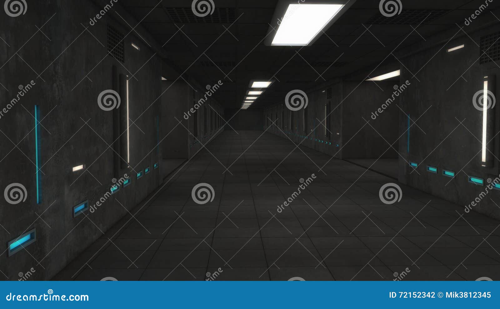 3d Render Interior. Futuristic Hallway Stock Illustration ...