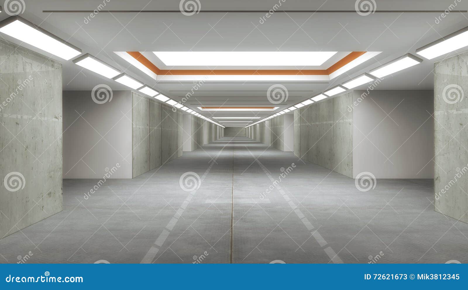 3d Render Interior. Futuristic Hallway Stock Illustration ...