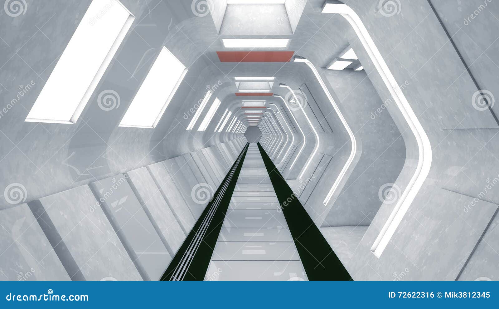 3d Render Interior. Futuristic Hallway Stock Illustration ...