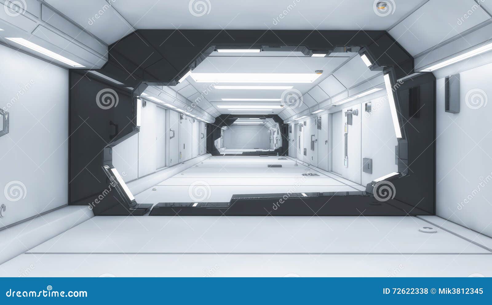3d Render Interior. Futuristic Hallway Stock Illustration ...