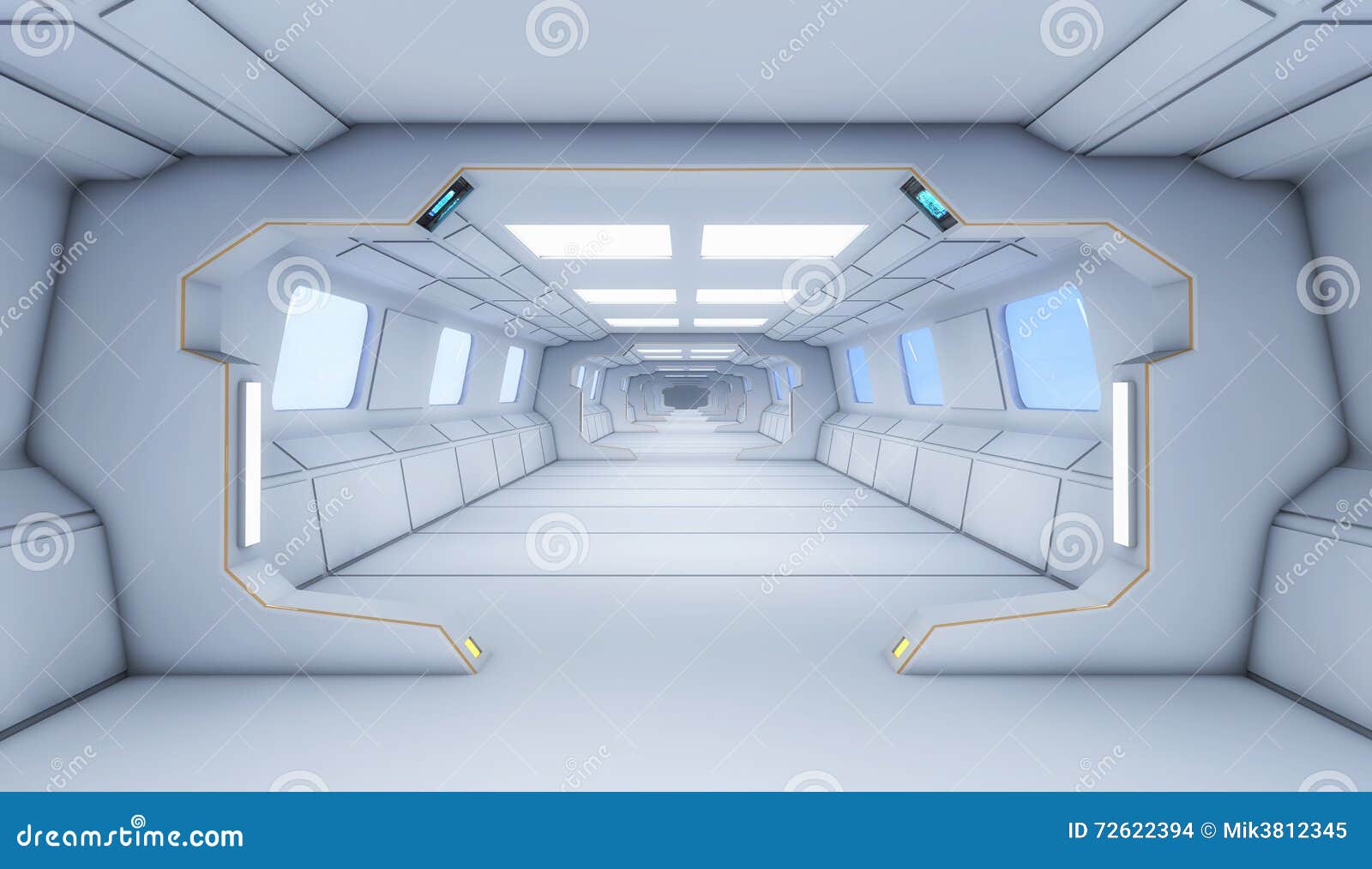 3d Render Interior. Futuristic Hallway Stock Illustration ...