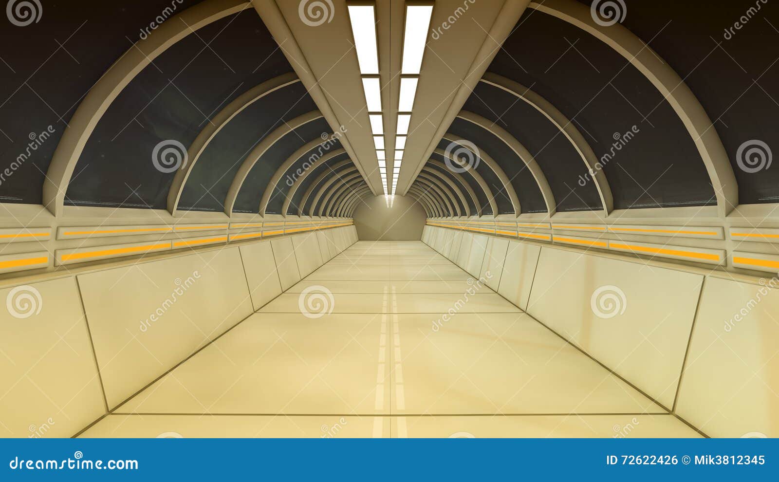 3d Render Interior. Futuristic Hallway Stock Illustration ...