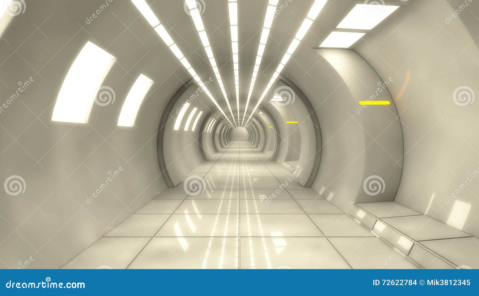 3d Render Interior. Futuristic Hallway Stock Illustration ...