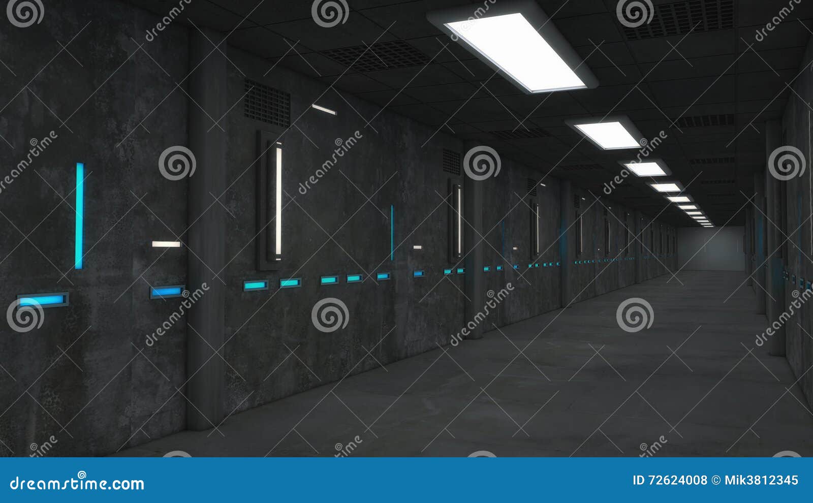 3d Render Interior. Futuristic Hallway Stock Illustration ...