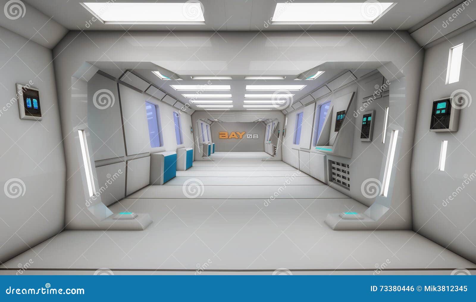 3d Render Interior. Futuristic Hallway Stock Illustration ...