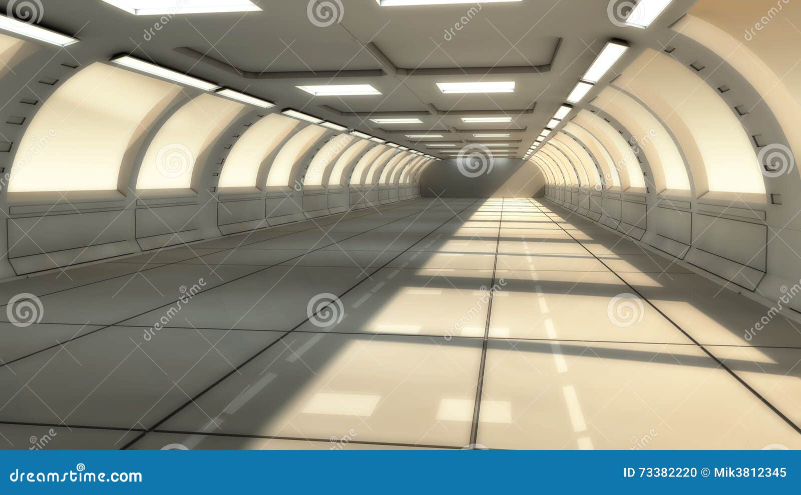 3d Render Interior. Futuristic Hallway Stock Illustration ...