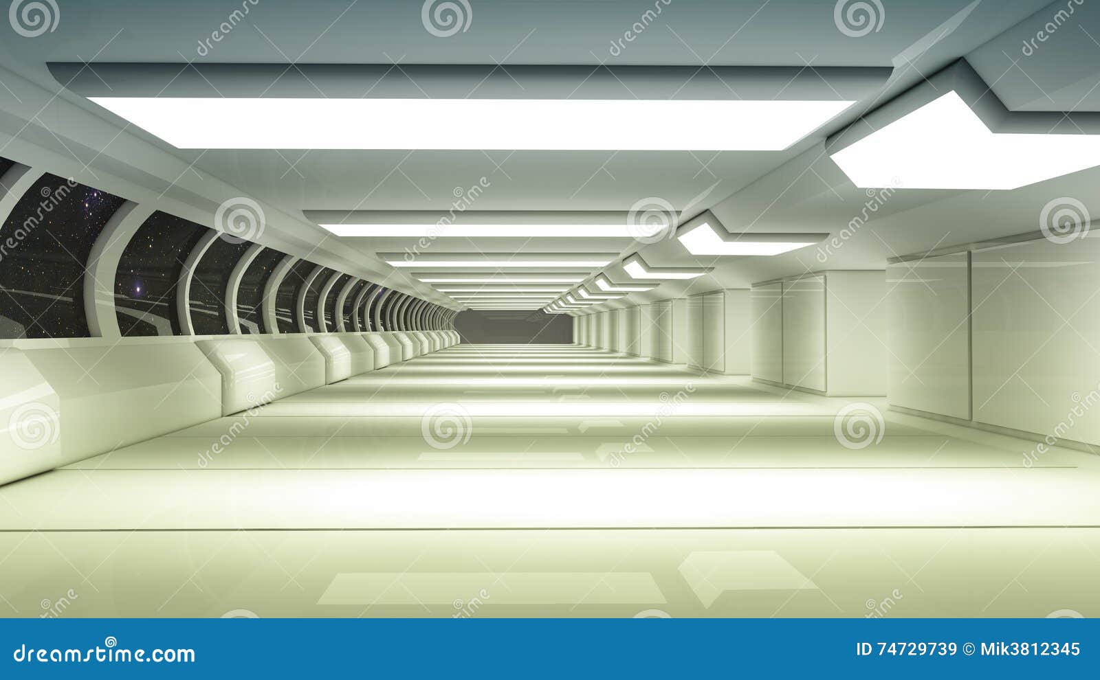 3d Render Interior. Futuristic Hallway Stock Illustration ...