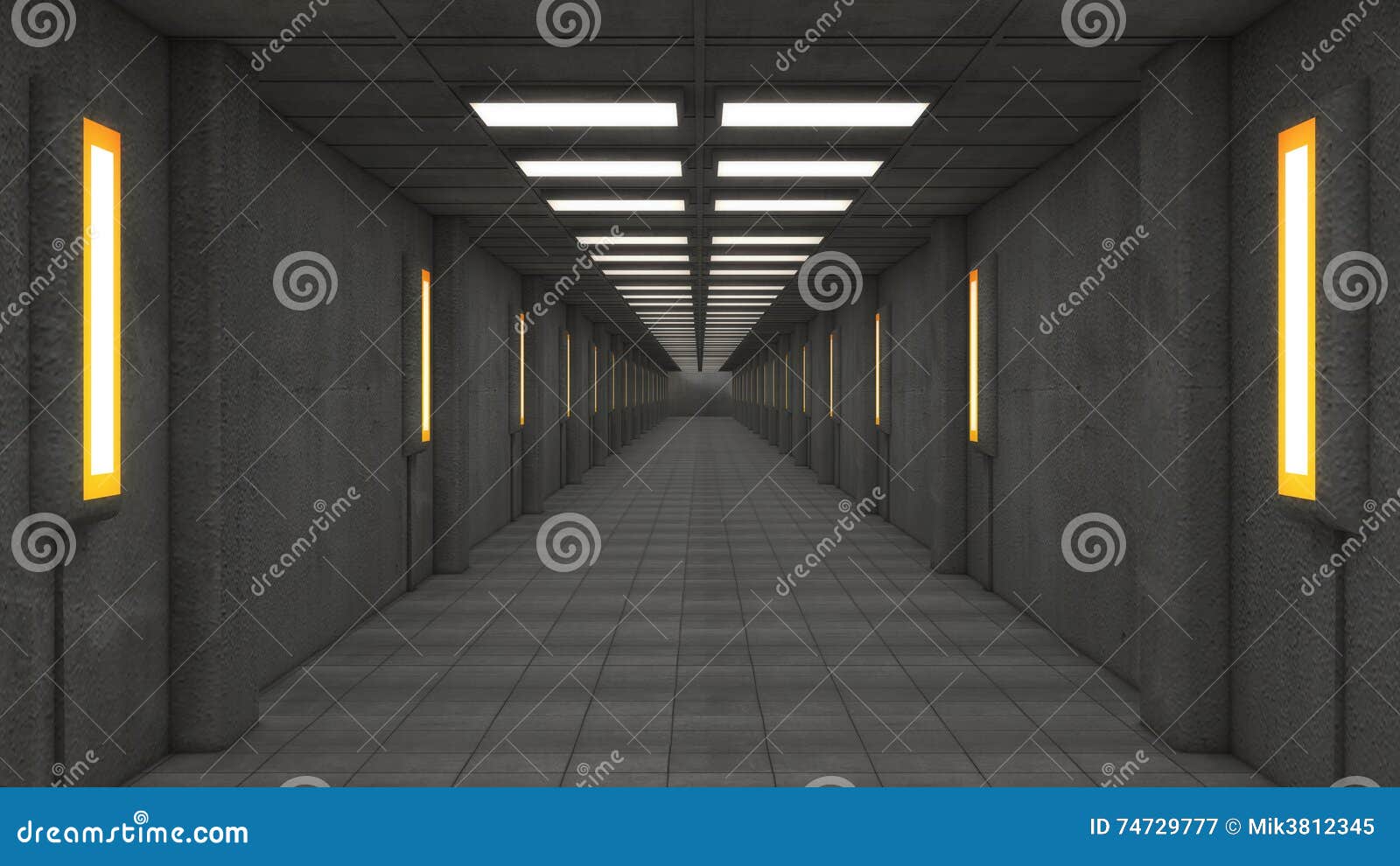 3d Render Interior. Futuristic Hallway Stock Illustration ...