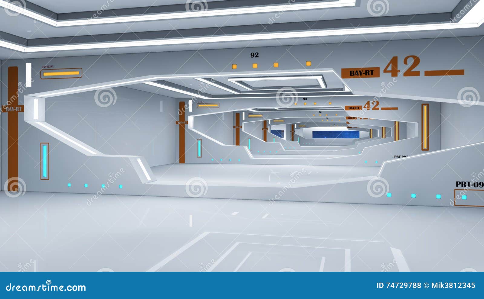 3d Render Interior. Futuristic Hallway Stock Illustration ...