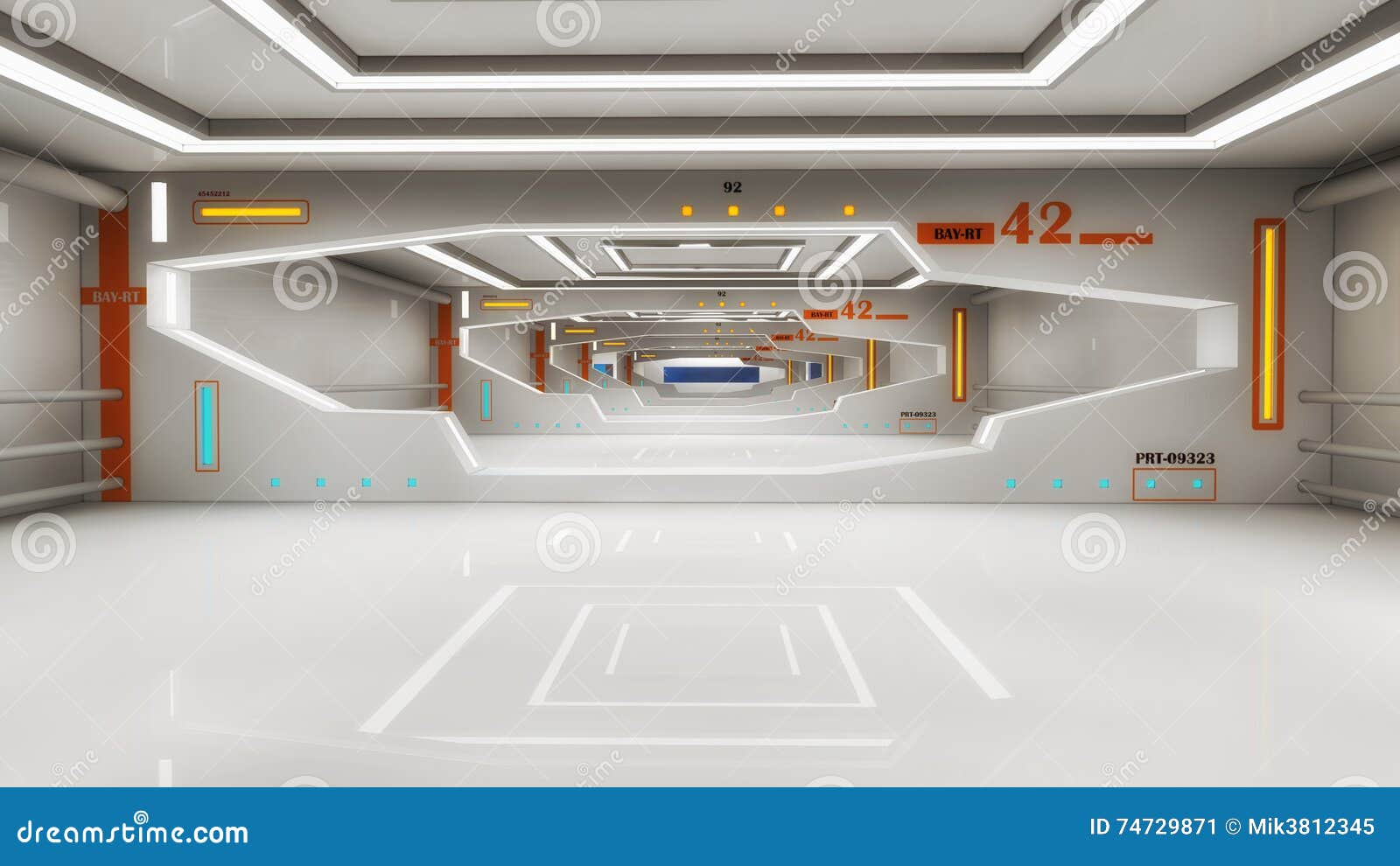 3d Render Interior. Futuristic Hallway Stock Illustration ...