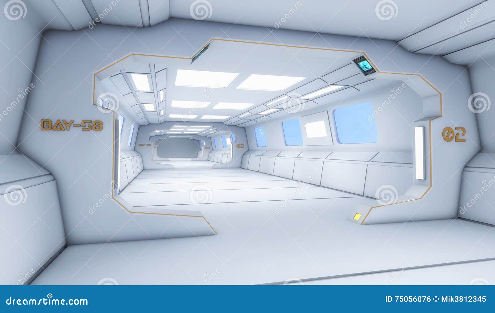 3d Render Interior. Futuristic Hallway Stock Illustration ...