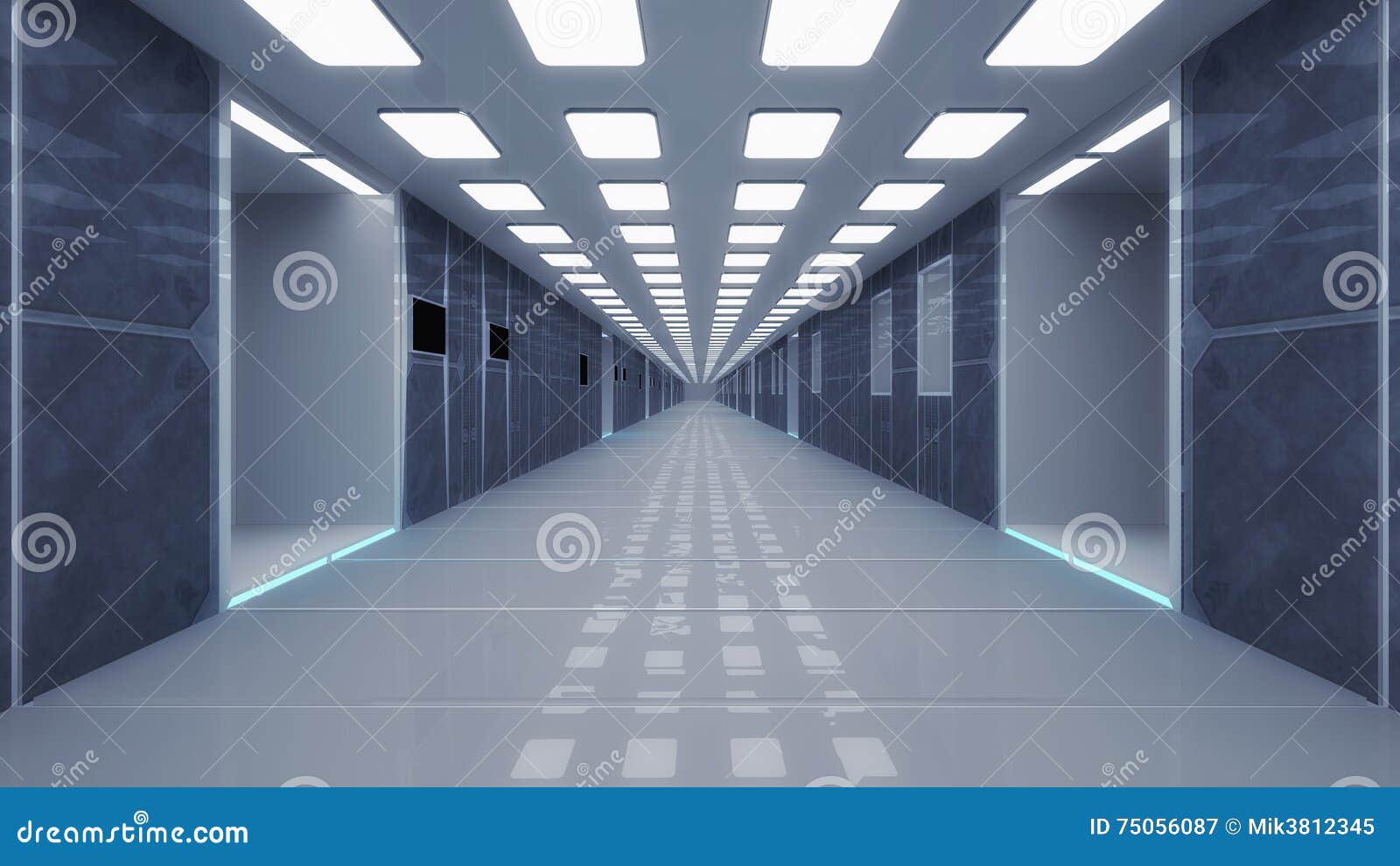 3d Render Interior. Futuristic Hallway Stock Illustration ...