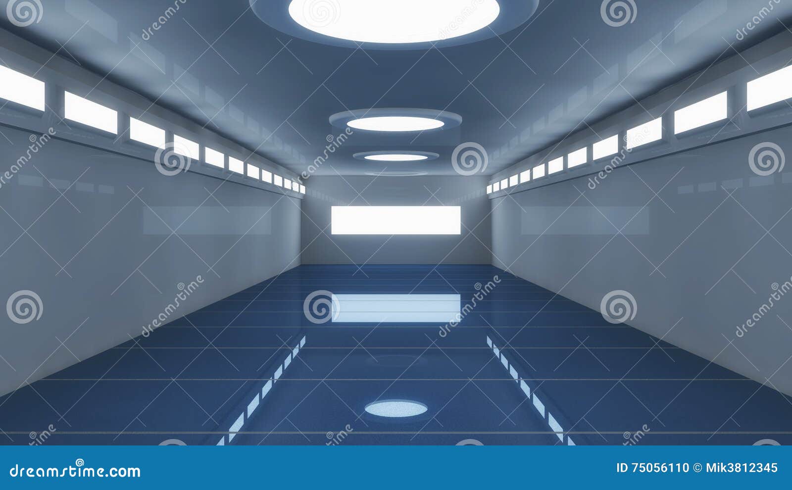 3d Render Interior. Futuristic Hallway Stock Illustration ...