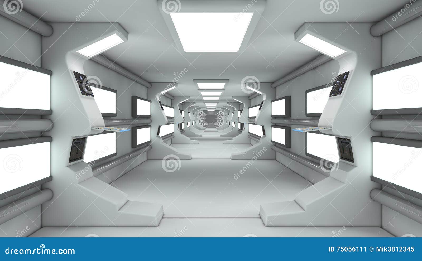 3d Render Interior. Futuristic Hallway Stock Illustration ...