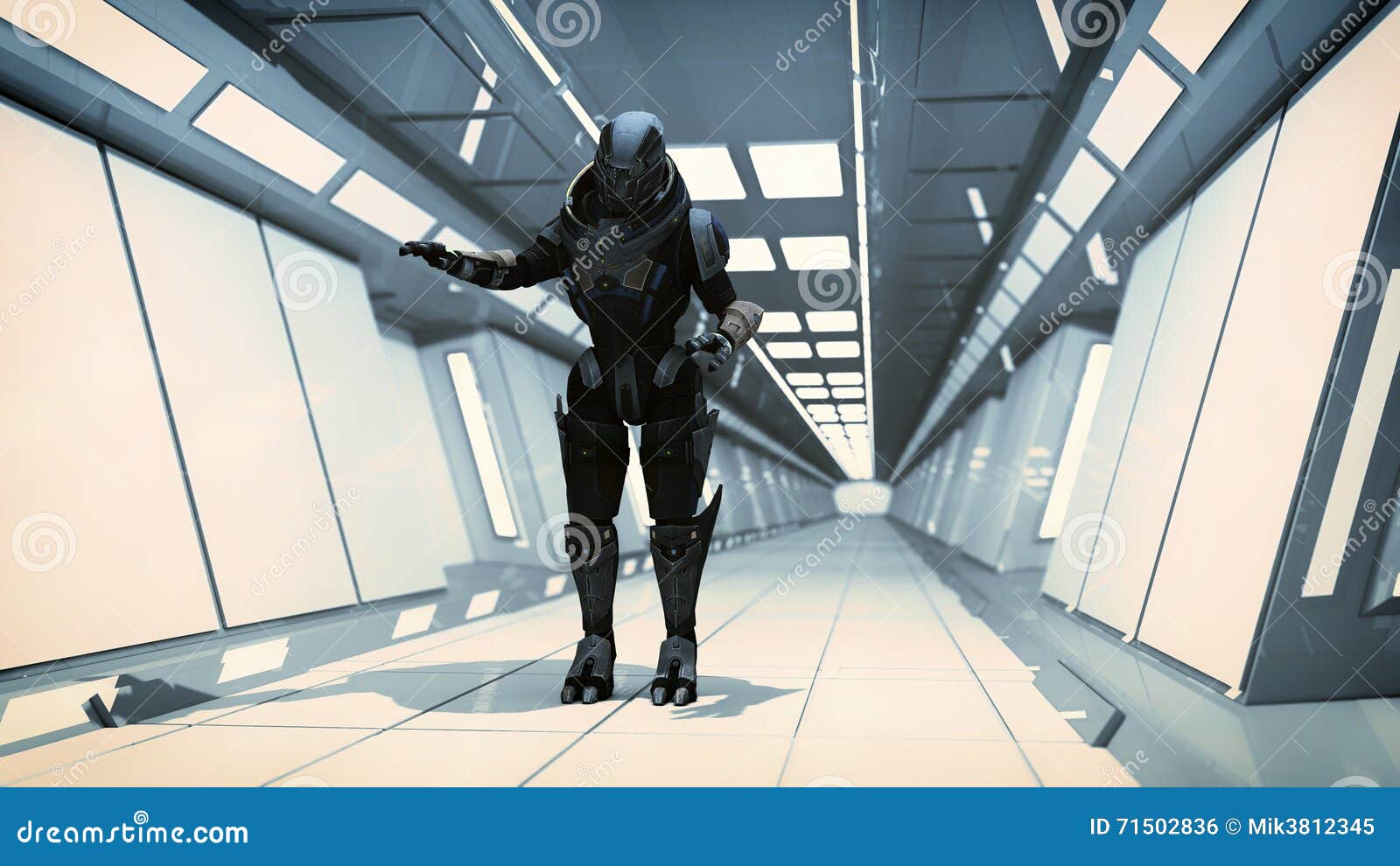 3d Render Interior. Futuristic Hallway Stock Illustration ...