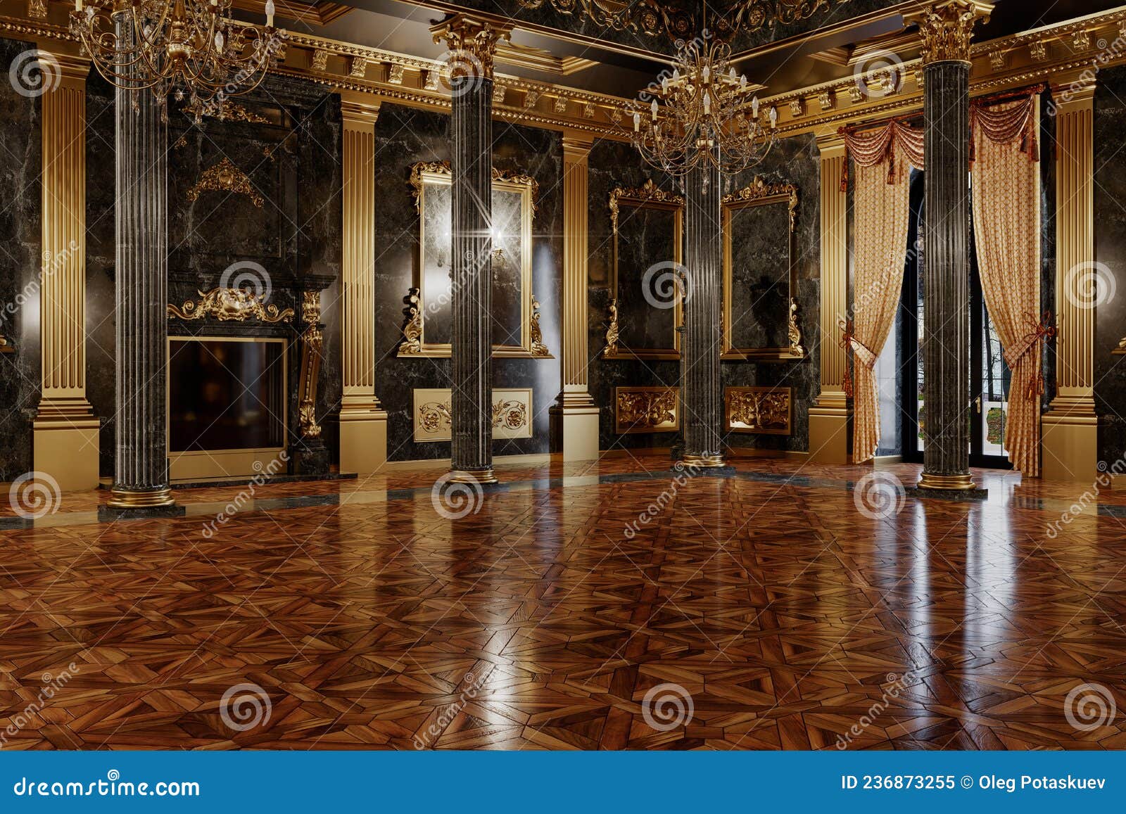3d Render of the Interior of the Hall in a Classic Style Stock ...