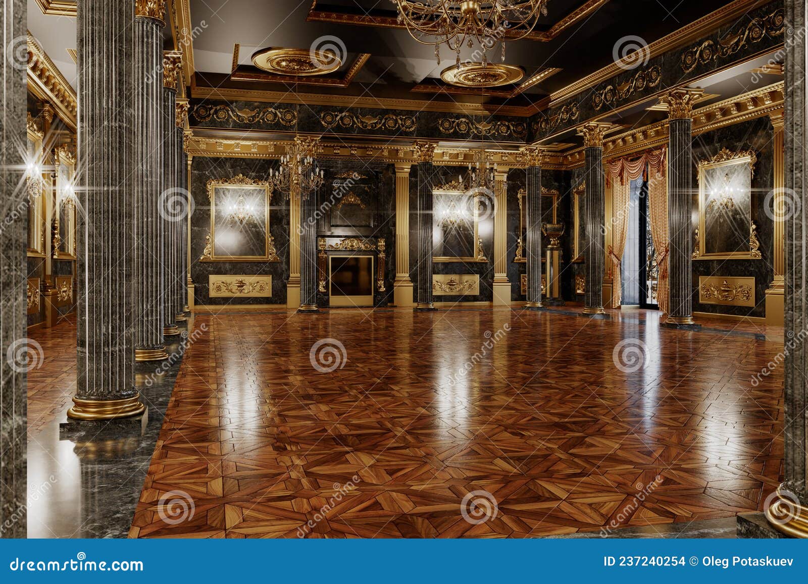 3d Render of the Interior of the Hall in a Classic Style Stock ...