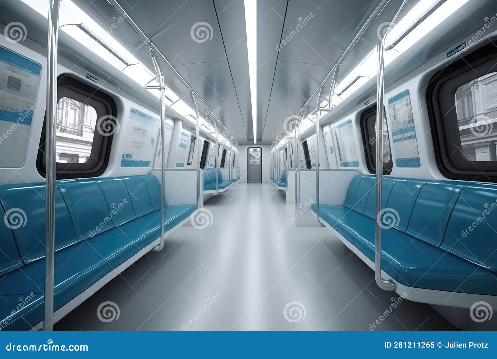 3d Render of Interior of White and Blue Subway, AI Stock Illustration ...