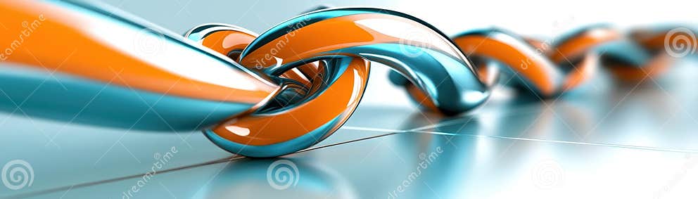 3d Render of Interlocked Metallic Chain Links, Symbol of Connection and ...